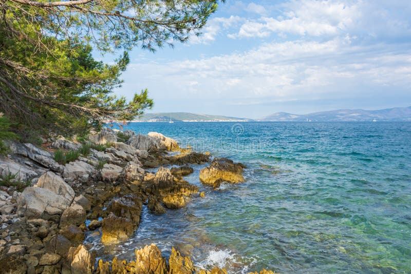 Split, Adriatic Coast in Croatia, Dramatic Sky, Seascape Stock Photo ...