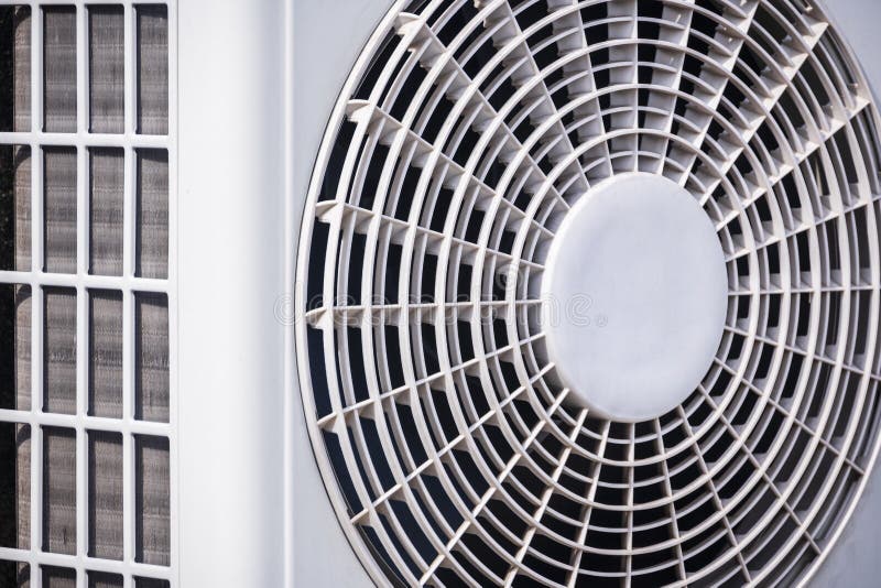 Split Air Condition Outdoor Unit Fan and Filter Grid Stock Image ...