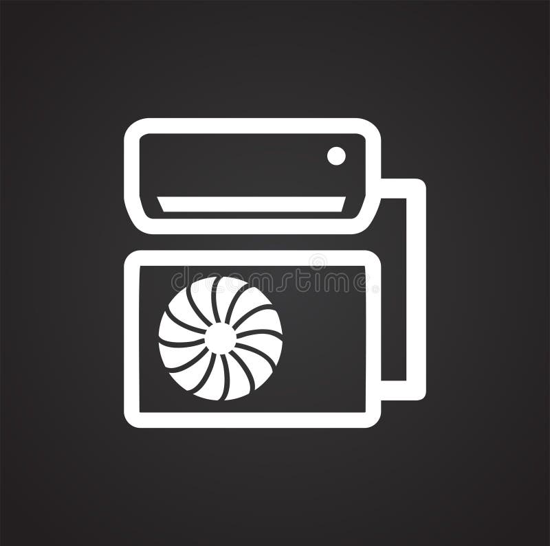 Split Air Conditioner Icon on Black Background for Graphic and Web ...