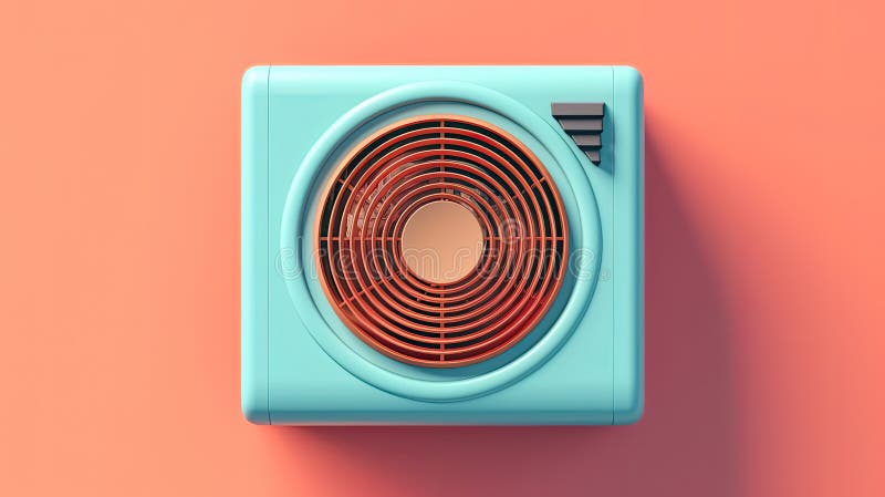 Split Air Conditioner on Color Wall. Closeup Image Stock Illustration ...