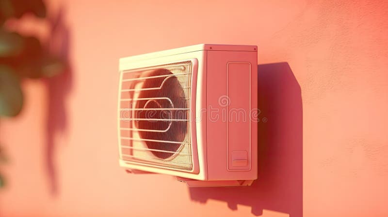 Split Air Conditioner on Color Wall. Closeup Image Stock Illustration ...