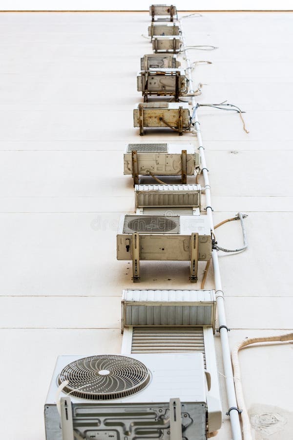 Split Air Conditioner Outdoor Unit Hung Outside the Building Stock ...