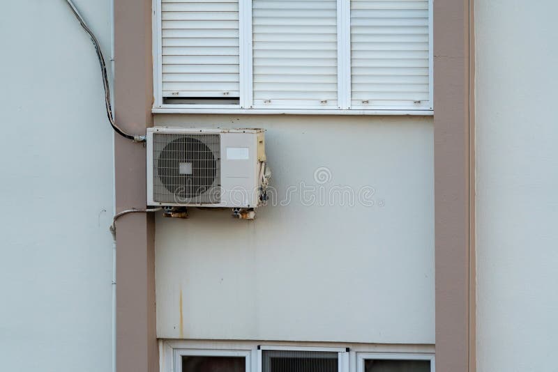 Split Air Conditioner Outdoor Unit Hung Outside the Building Stock ...