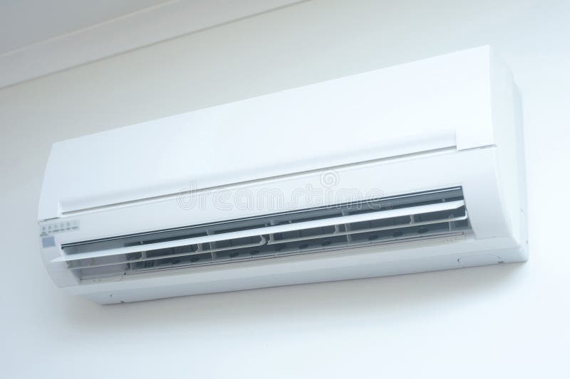 Split Air Conditioning System with External Unit Mounted in Wall Stock ...