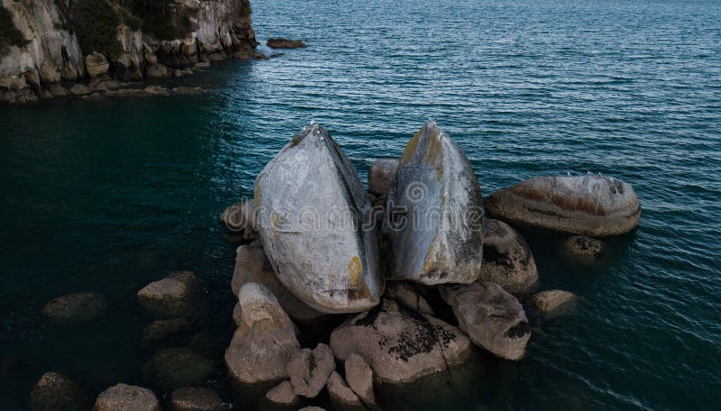 Split Apple rock stock photo. Image of granite, paradise - 179332936