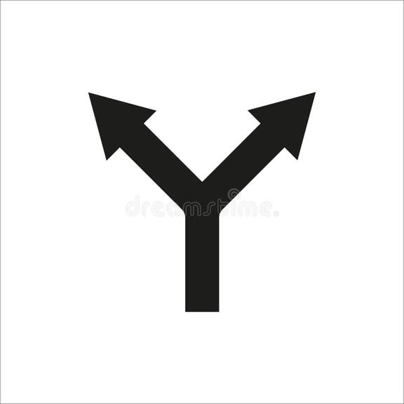 Split Arrow Symbol. Two-way Direction Icon. Black Vector Shape Stock ...