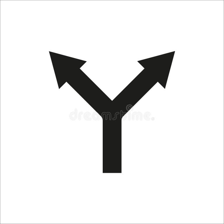 Split Arrow Symbol. Two-way Direction Icon. Black Vector Shape Stock ...