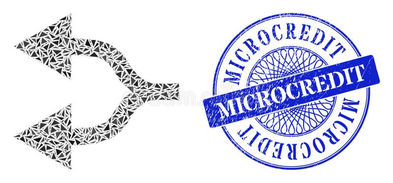 Textured Microcredit Stamp and Triangle Split Arrows Left Mosaic Stock ...
