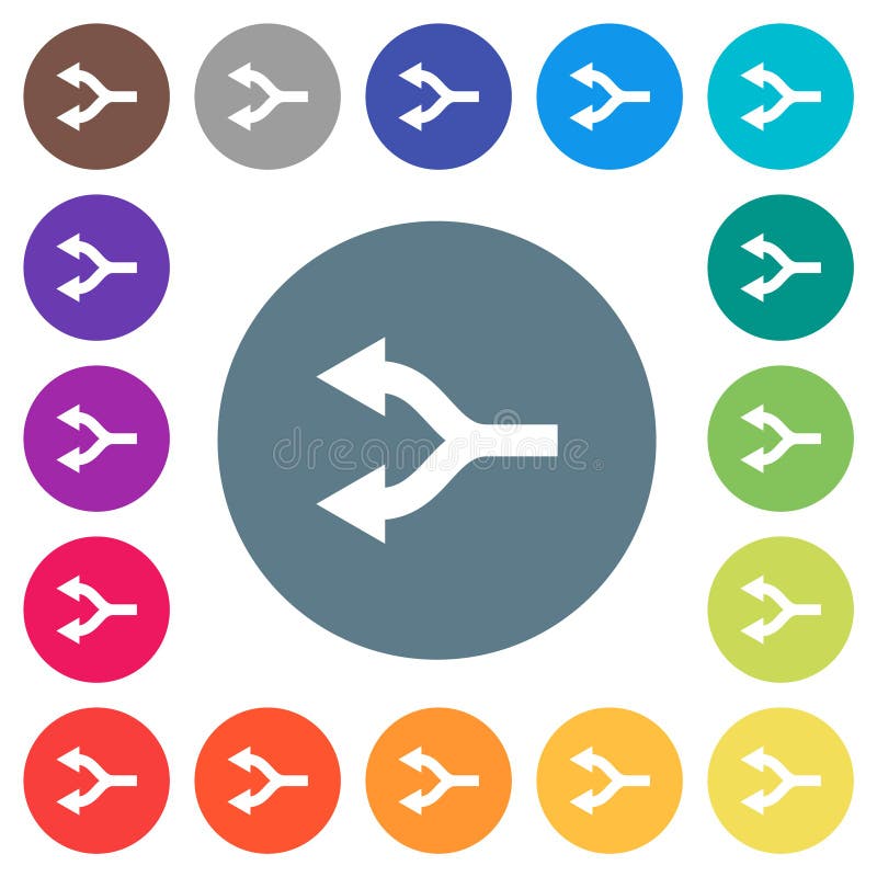 Split Arrows Left Flat White Icons on Round Color Backgrounds Stock ...