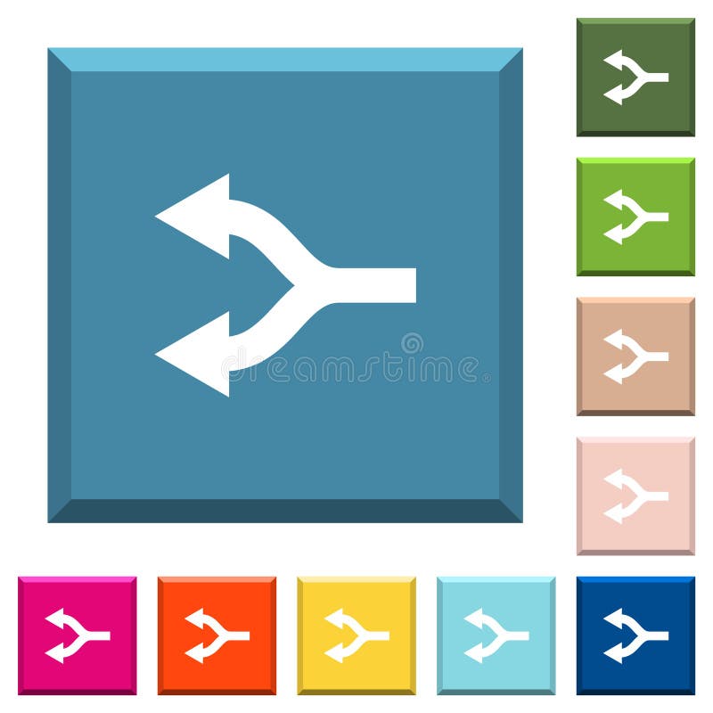 Split Arrows Left White Icons on Edged Square Buttons Stock Vector ...