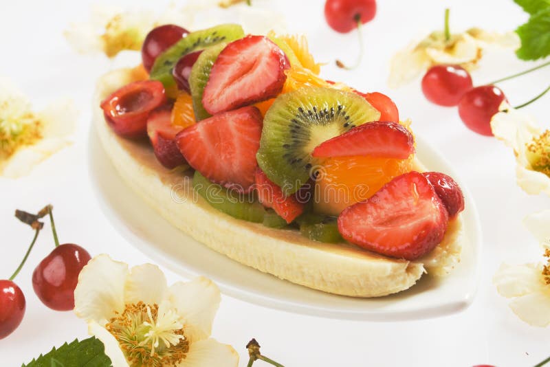 Banana Split with Fresh Fruit Stock Image - Image of photograph, food ...