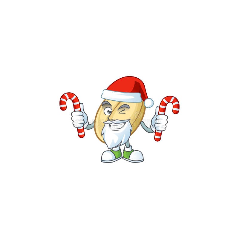 Split Bean Cartoon Character in Santa Claus with Candy Stock Vector ...