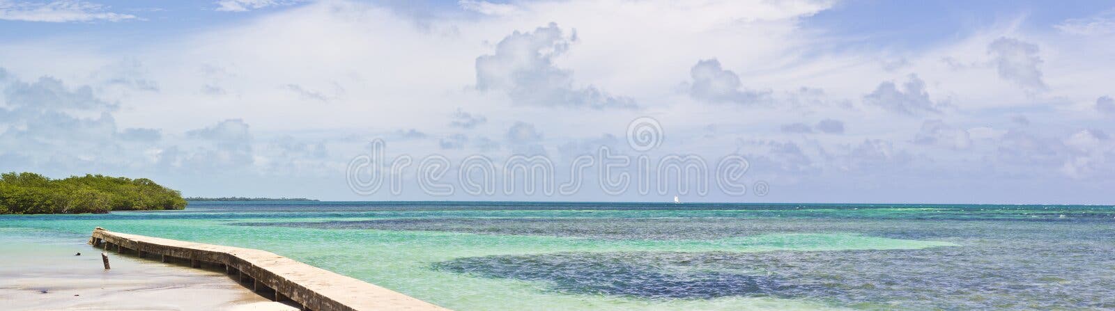 Caribbean Sea Panorama, Mexico Stock Image - Image of garrafon ...