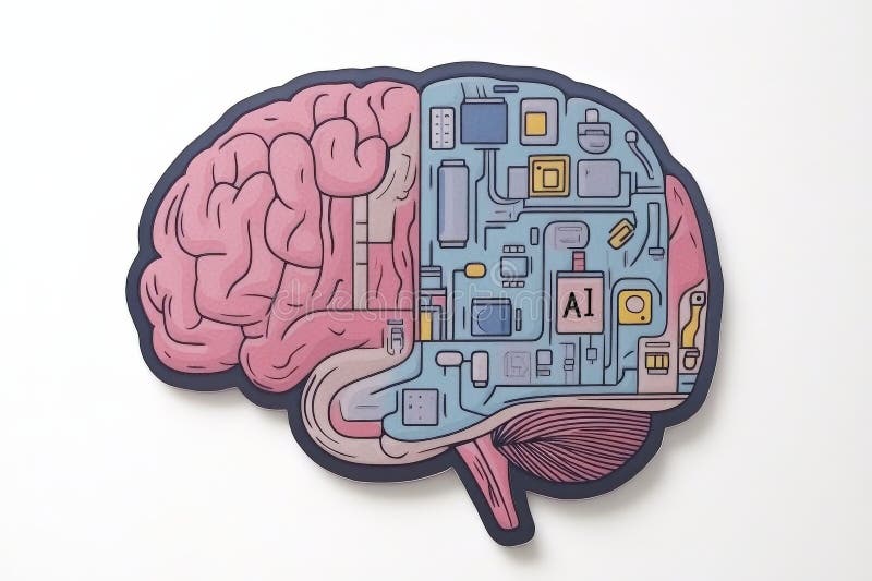 Split Brain Illustration One Half Mechanical Circuits Other Organic ...