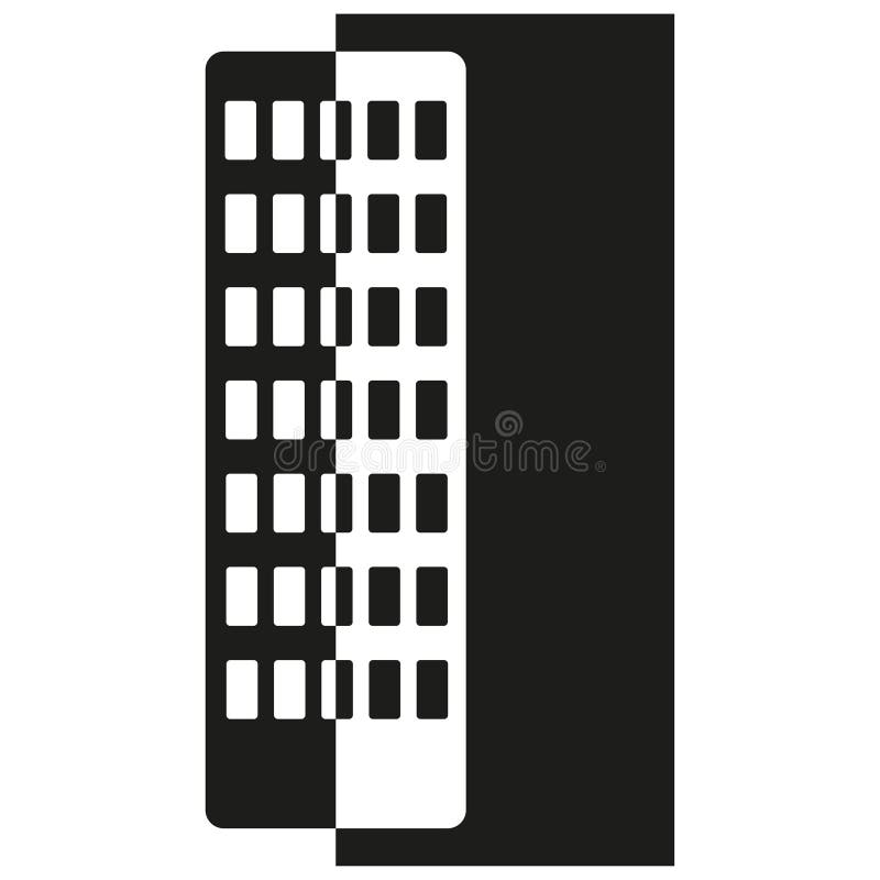 Split Building Icon. Half Black Structure. Vector Vertical Shape. High ...