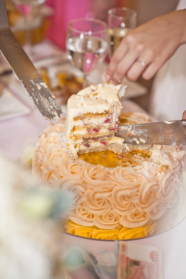 Man with a Knife Cut the Cake into Pieces 7417. Stock Photo - Image of ...