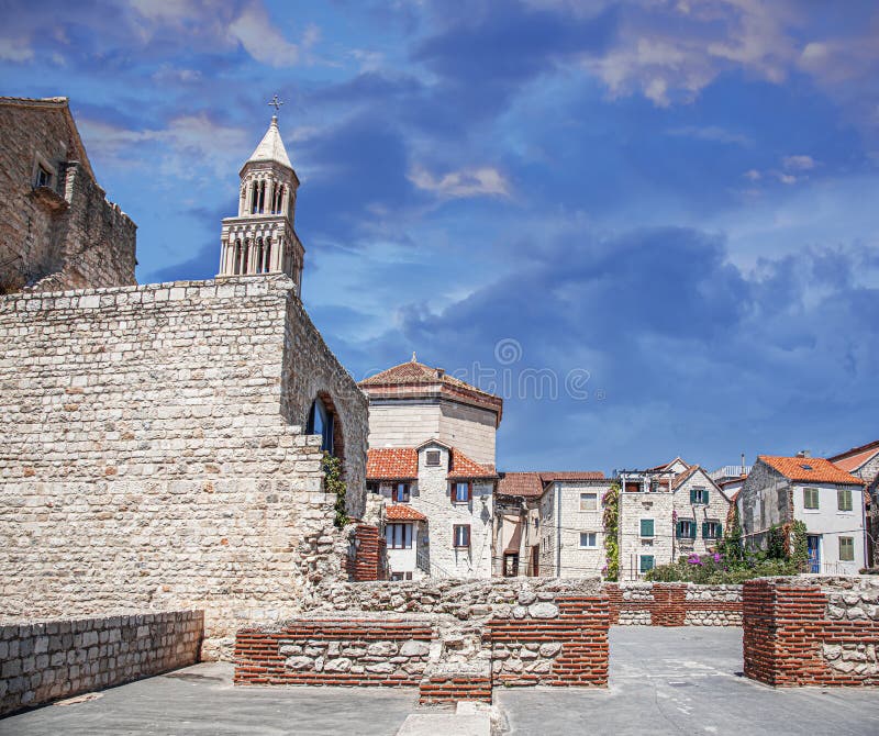 Split Cathedral and Part of the Palace Building. Split, Croatia. Stock ...