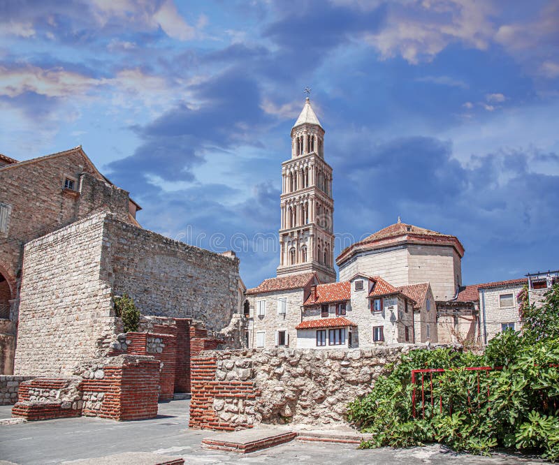 Split Cathedral and Part of the Palace Building. Split, Croatia. Stock ...