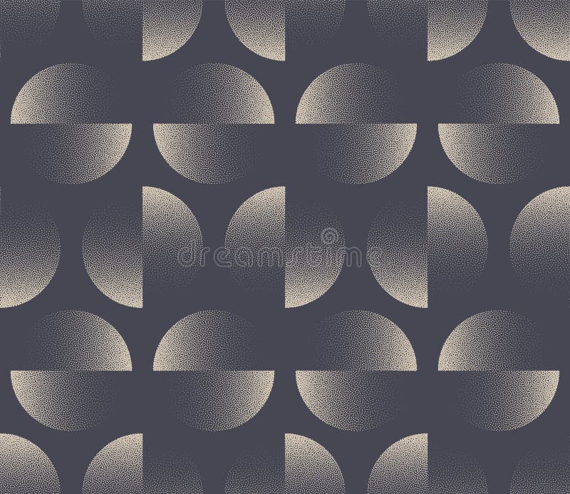 Split Circles Bauhaus Style Seamless Pattern Vector Dot Work Abstract ...