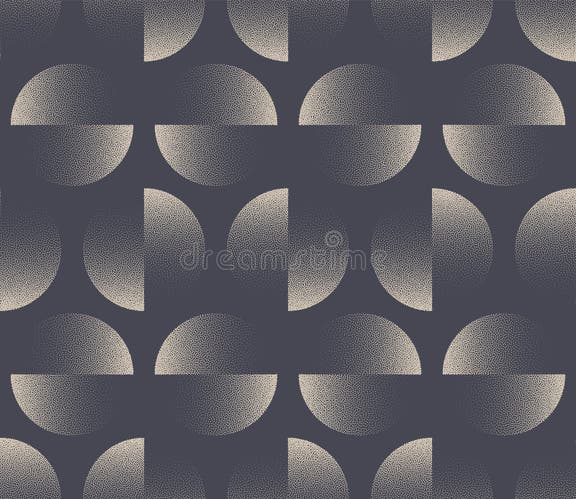 Split Circles Bauhaus Style Seamless Pattern Vector Dot Work Abstract Background Stock Vector ...
