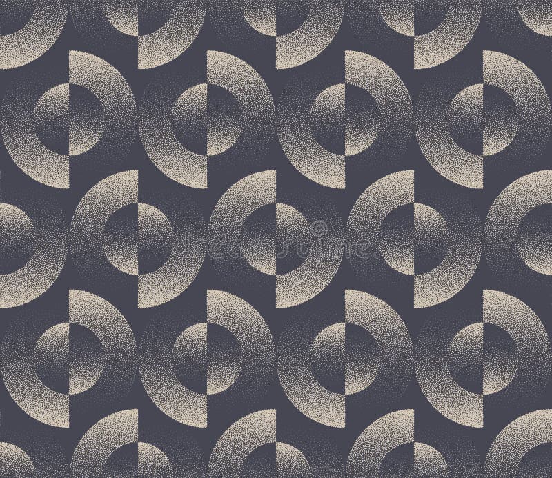 Split Circles 1960s 1970s Seamless Pattern Vector Dotwork Abstract ...