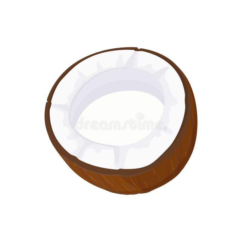 Split the Coconut in Half. Cartoon Coconut Icon Stock Vector ...