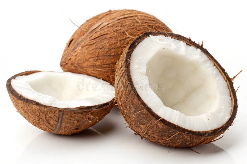 A Split Coconut Isolated on White Background Stock Illustration ...