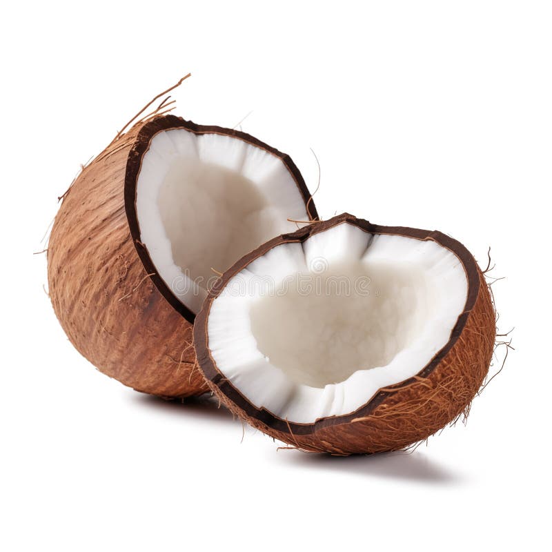 Split Coconut on a White Background Stock Illustration - Illustration ...