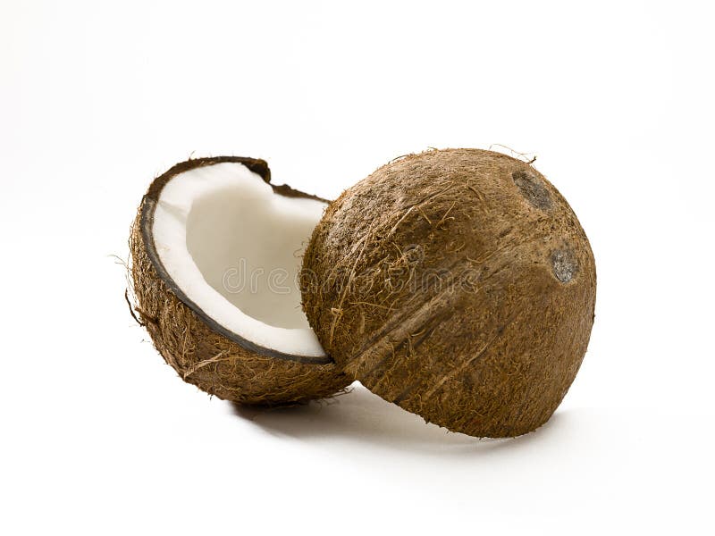 Split Coconut is Lying on a Wooden Board Stock Photo - Image of health ...