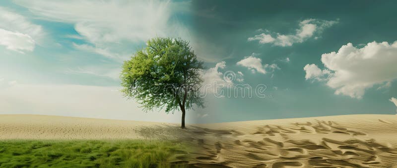 Split Composition Highlighting Climate Change Impact Stock Illustration ...
