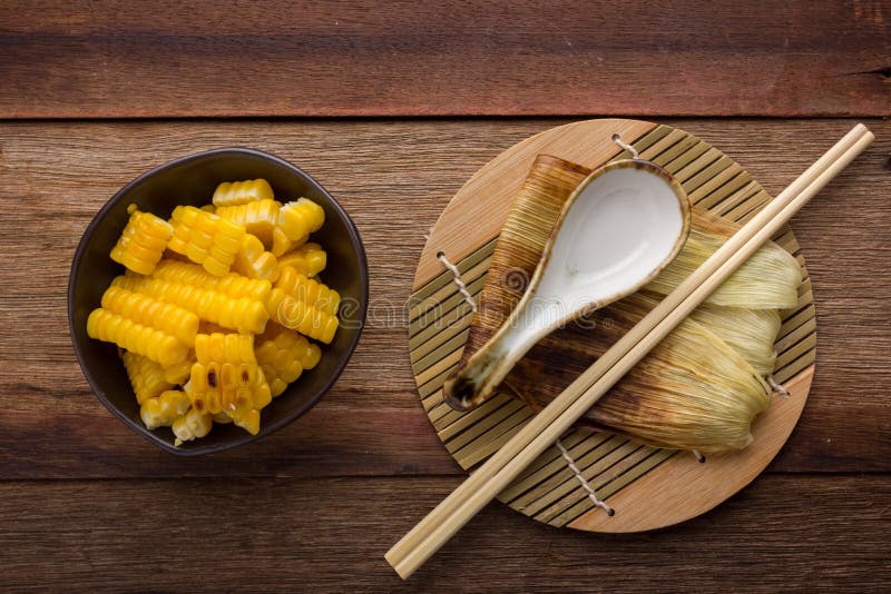 Split Corn on Wood Background Stock Image - Image of life, elevated ...