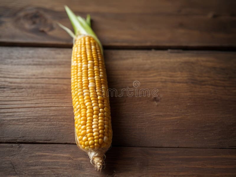 Split Corn on a Wooden Surface Top View with Copy Space. Stock Image ...