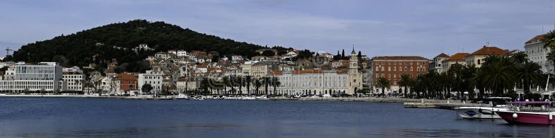SPLIT, CROATIA - APRIL 13, 2025: Panorama View of Riva Promenade on the ...