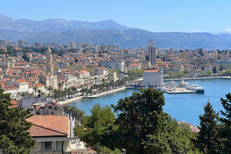 A Panoramic View of Split with Tiled Roofs from the Viewpoint Morjan ...