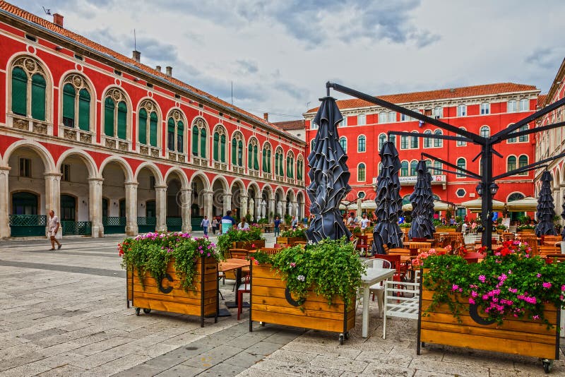 Split Old Town Square, Croatia Editorial Stock Image - Image of home ...