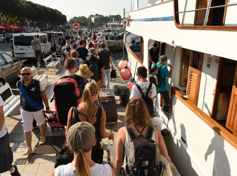Split, Croatia - August 19, 2017: People in Port of Split, Croat ...