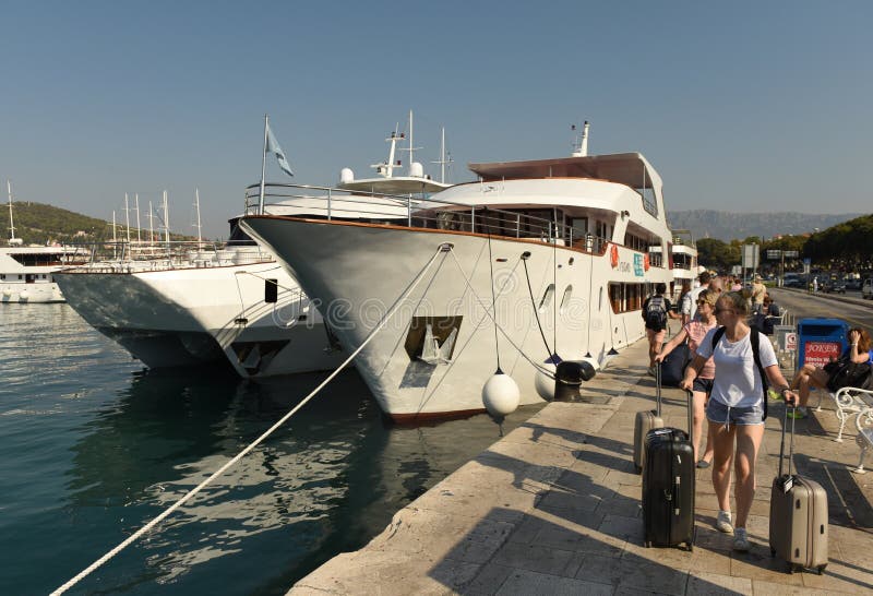 Split, Croatia - August 19, 2017: People in Port of Split, Croat ...