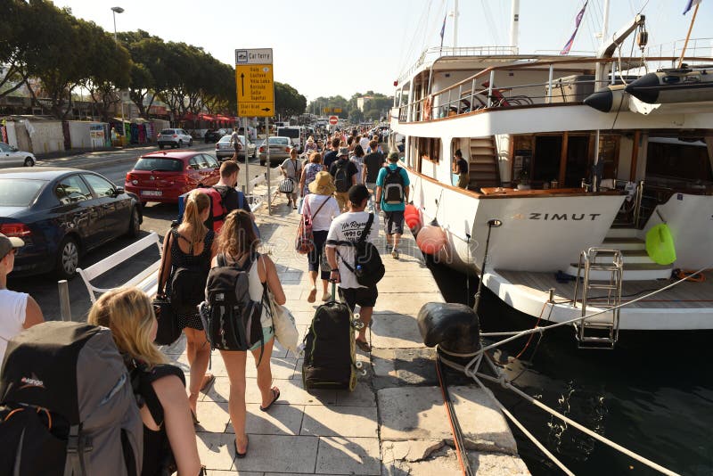 Split, Croatia - August 19, 2017: People in Port of Split, Croat ...