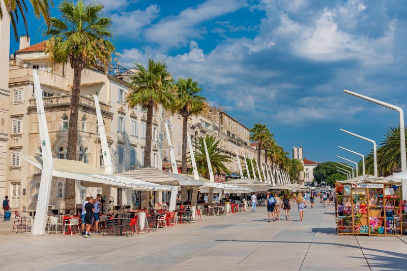 Split, Croatia, July 23, 2020: People are Walking on Seaside Pro ...