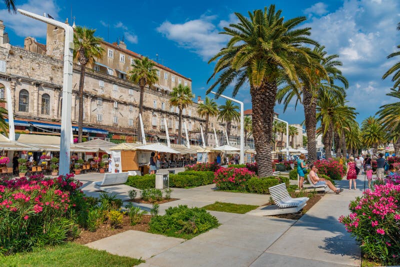 Split, Croatia, July 23, 2020: People are Walking on Seaside Pro ...