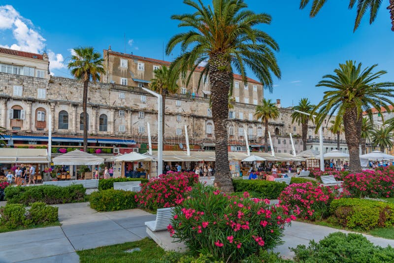 Split, Croatia, July 23, 2020: People are Walking on Seaside Pro ...