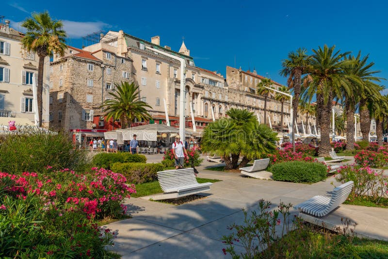 Split, Croatia, July 23, 2020: People are Walking on Seaside Pro ...