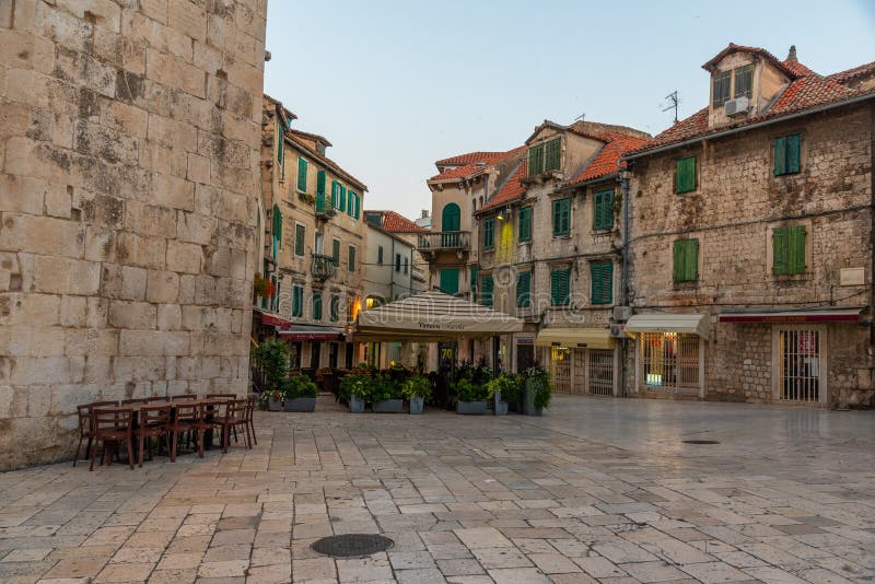 Split, Croatia, July 24, 2020: Sunrise View of the Fruit Square ...