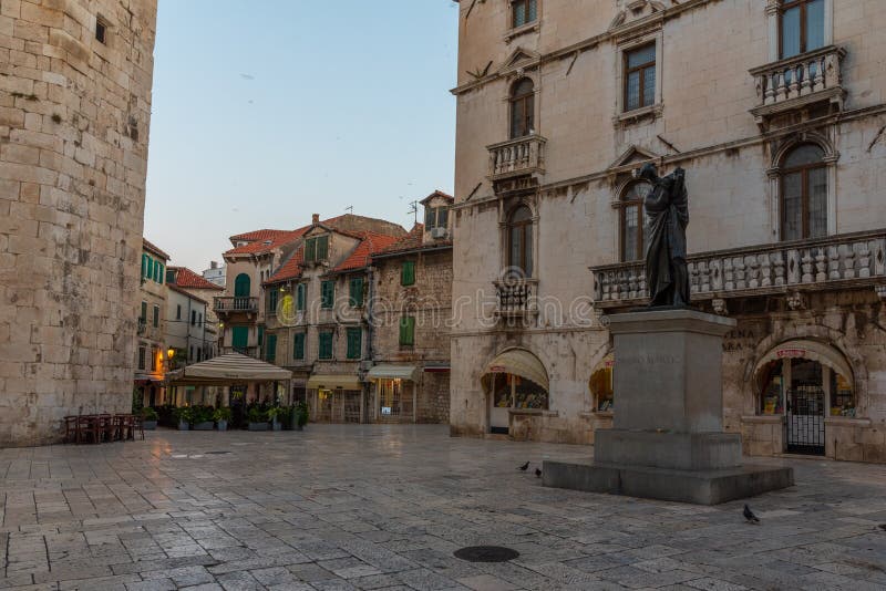 Split, Croatia, July 24, 2020: Sunrise View of the Fruit Square ...