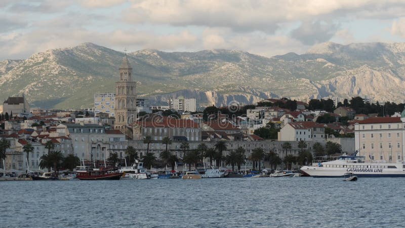 Split, Croatia- June 08 2022: Split Harbor and Cityscape with Mountain ...