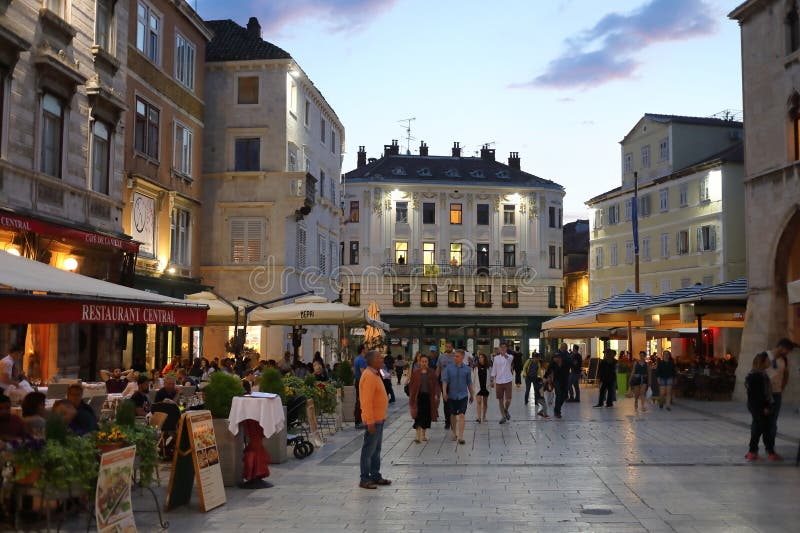 Central Peoples Square in Split with Cafe and Editorial Photo - Image ...