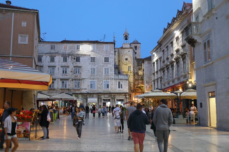 Central Peoples Square in Split with Cafe and Editorial Image - Image ...