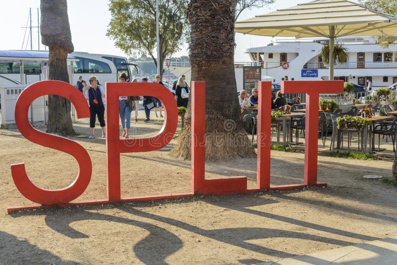 SPLIT, CROATIA, OCTOBER 01, 2017: Tourist Drinking Coffee in the ...