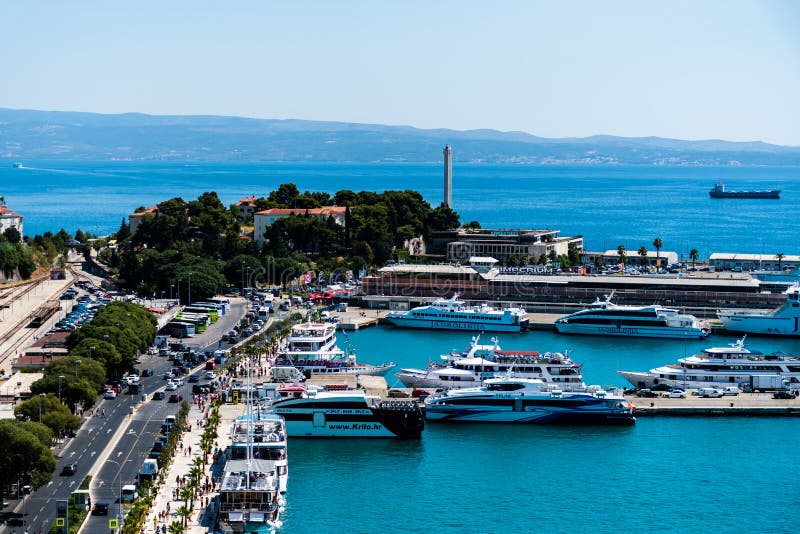 View of the port of Split editorial image. Image of boats - 260905130