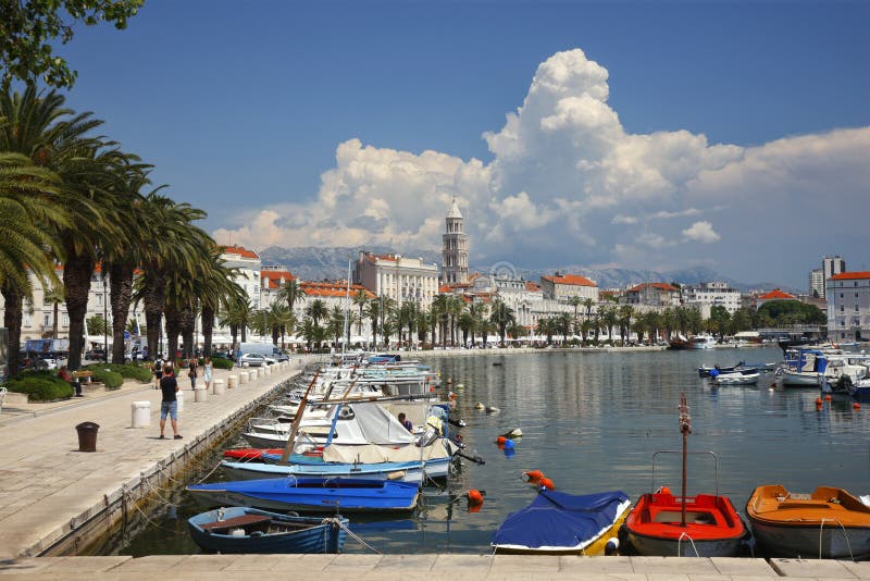 Sunset of Split, Croatia stock image. Image of landmark - 105961755